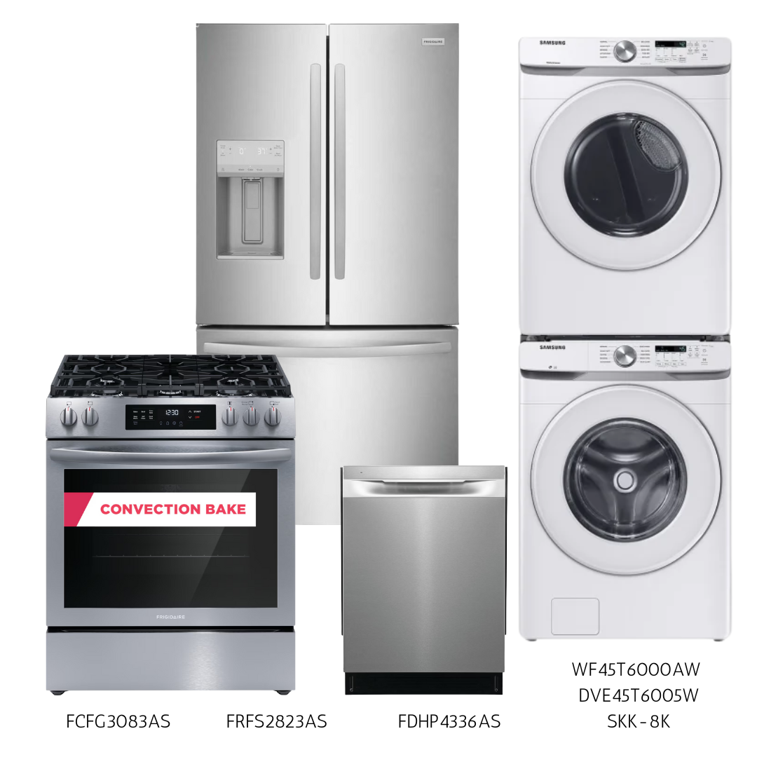Frigidaire Kitchen & Samsung Laundry 5-Piece Appliance Bundle ...
