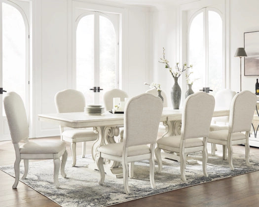 Arlendyne Dining Table and 8 Chairs in Antique White– Topchoice Electronics