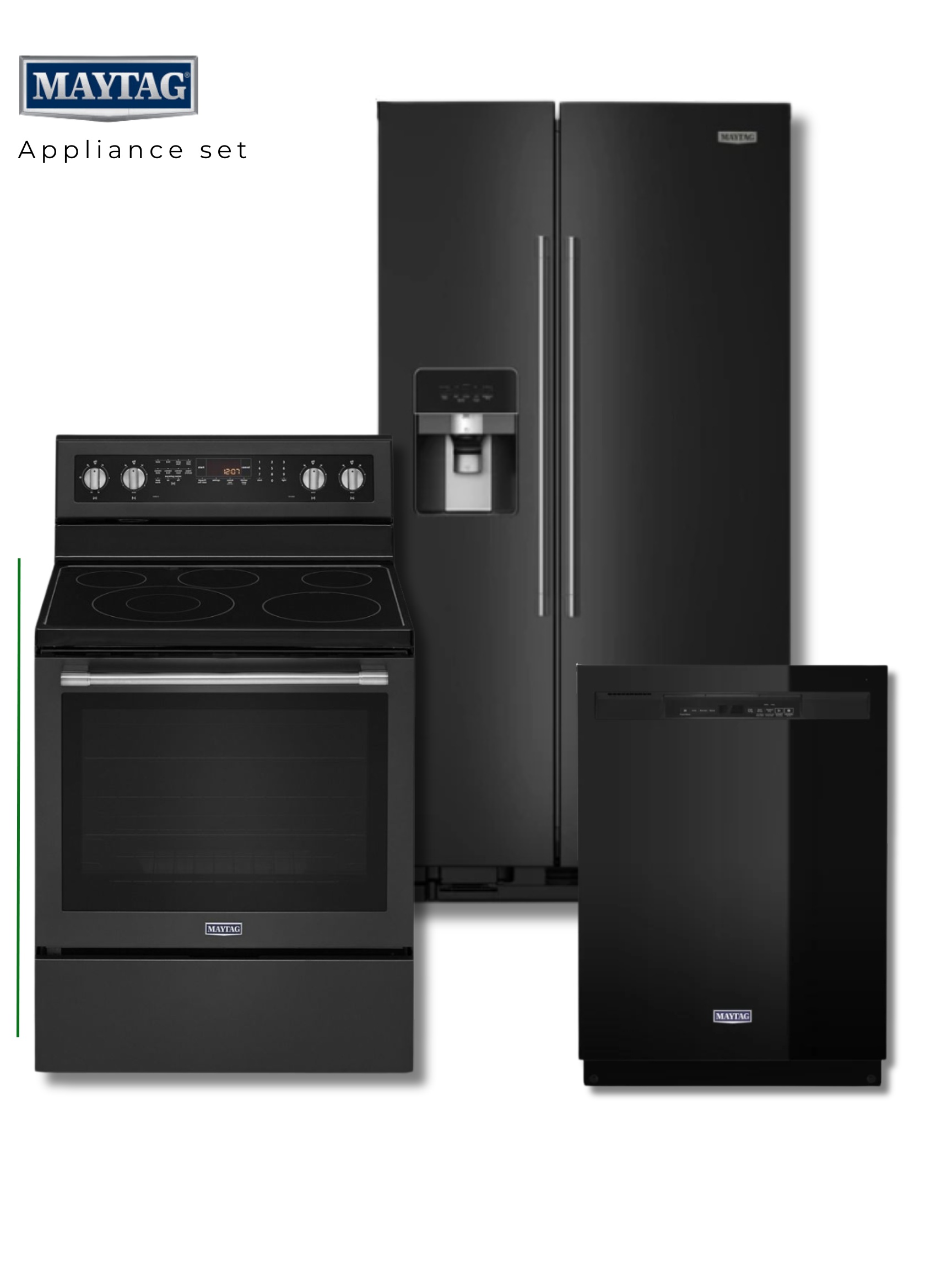 Maytag Black Kitchen Appliance Set - Fridge - Stove - Dishwasher ...